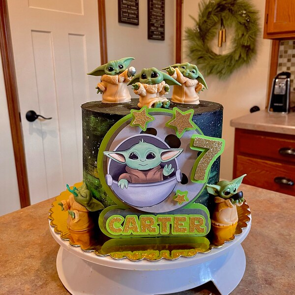Baby Yoda Inspired Cake Topper, Baby Yoda Party, the Mandalorian, Star ...