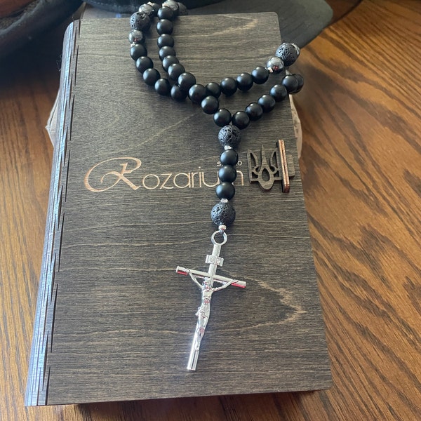 Men's Genuine Shungite Rosary, Catholic Rosaries, Prayer Necklace, Dad ...