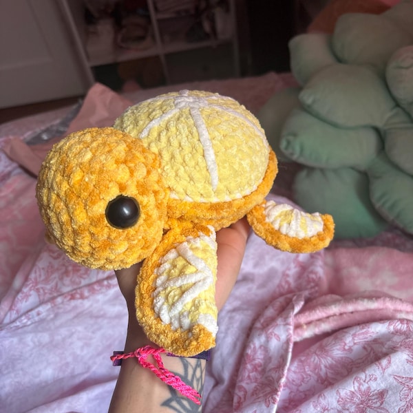 Crochet Lemon Turtle Plush Stuffed Animal - Etsy