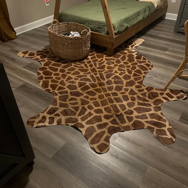 HUUUUUGE ! GIRAFFE Printed Cowhide Rug Genuine Natural Hair on ! Extra ...