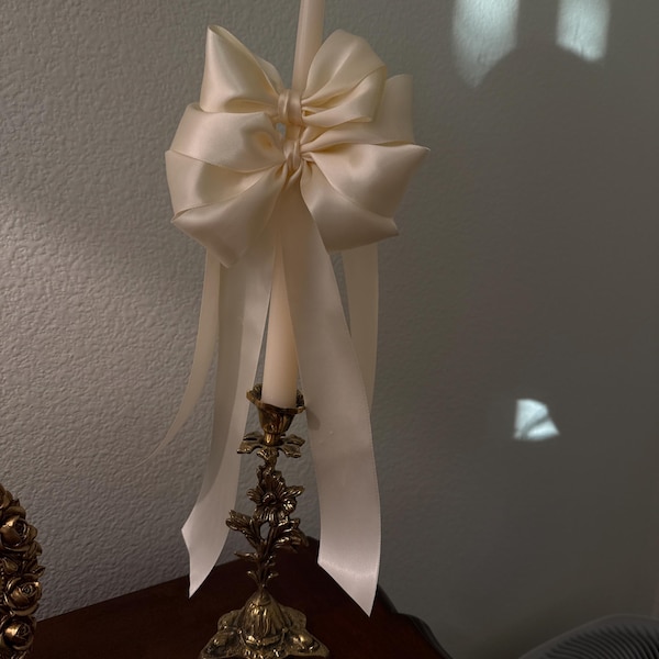 Satin Bow Taper Candles: Wedding Centerpiece Set - Etsy