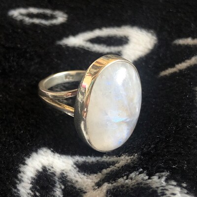 Rainbow Moonstone Ring, 925 Sterling Silver Ring, Oval Shaped Ring ...