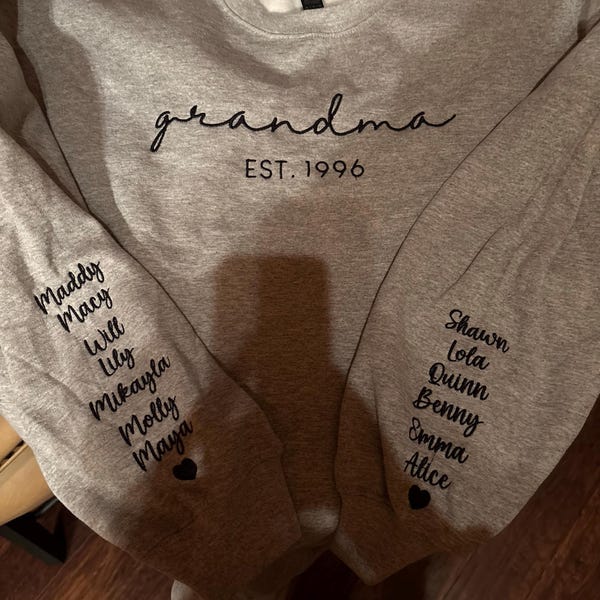 Custom Grandma Sweatshirt With Grandkids Names on Sleeve, Personalized Granny Hoodie, Gramma ...