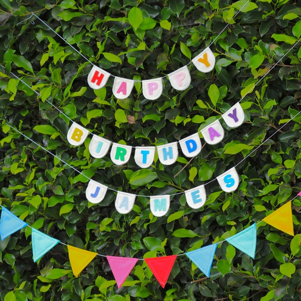 Birthday Bunting, Felt Banner Garland, Birthday Decor, Felt Bunting ...