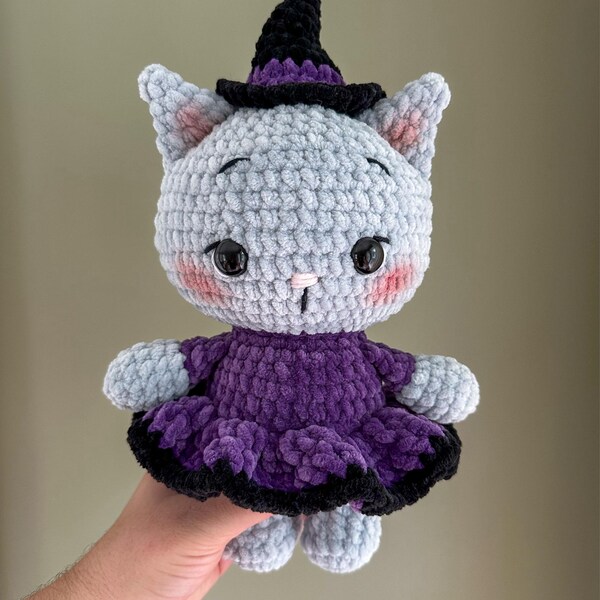 DIY Crochet Kitten Witch PATTERN PDF - Easy Amigurumi Kitten Witch ...