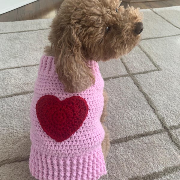 Heart / Valentine’s Day Dog Sweater Available in 4 Sizes / Customizable ...
