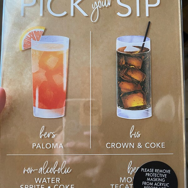 Pick Your Sip! Signature Drinks, Bar Menu Sign and Cocktail Bar Sign ...