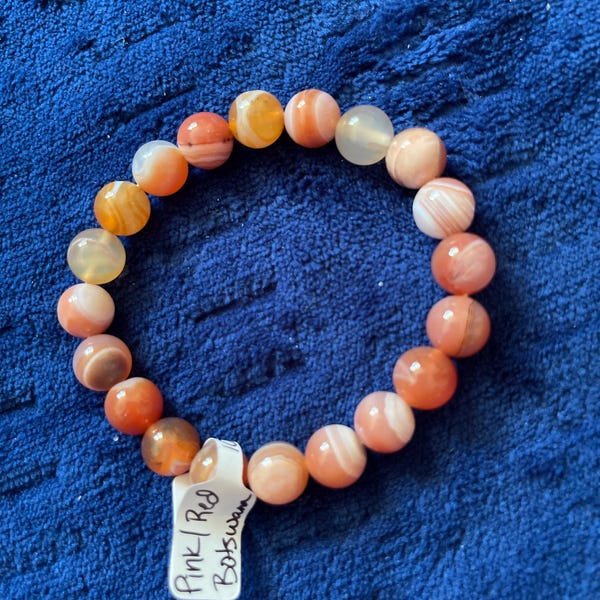 Medicine Agate Crystal Beaded Bracelet/pink Plume Agate Jewelry ...