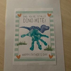 Father's Day Gift Dino-mite Dad Printable, Hand Print Craft From ...