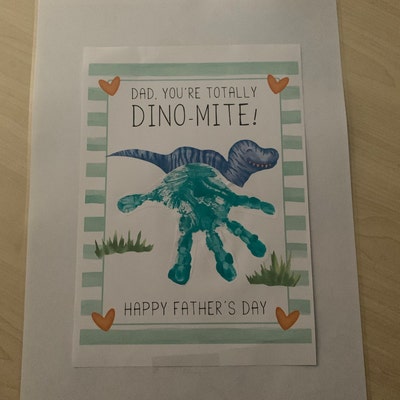Father's Day Gift Dino-mite Dad Printable, Hand Print Craft From ...