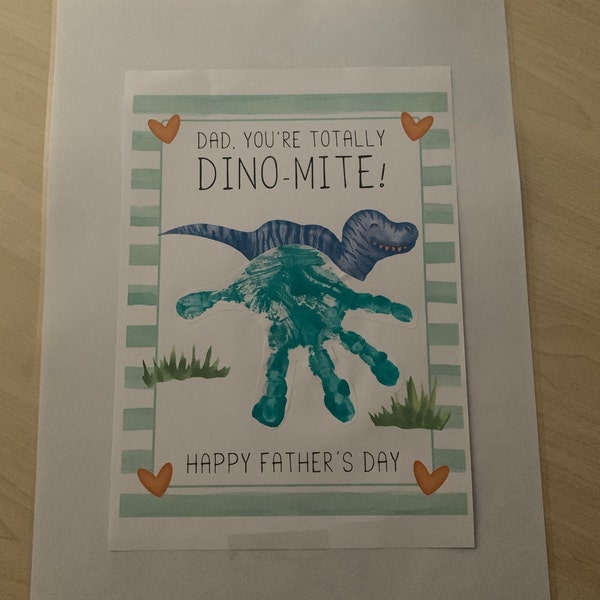 Father's Day Gift Dino-mite Dad Printable, Hand Print Craft From ...