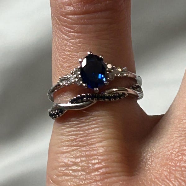 14k Round Cut Sapphire Engagement Ring, Vintage Style Sapphire Halo ...