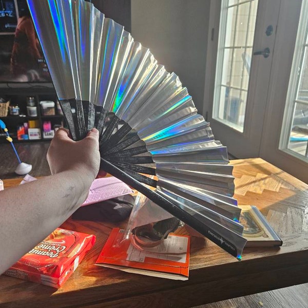 Reflective Hand Fan Holster Holographic Fan Holder Rave Fan Holder Rave ...