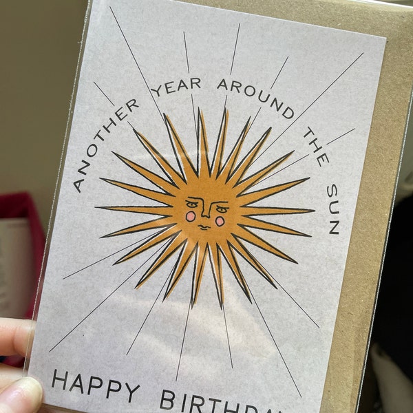 Happy Birthday Sun Mustard Yellow Greetings Card. A6 - Etsy