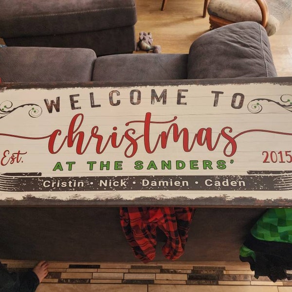 Christmas Sign, Personalized Christmas Name Sign Wall Décor, Custom ...