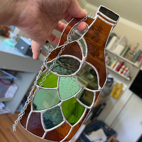PATTERNS • Beer Growler With Hops Stained Glass Pattern • Digital ...