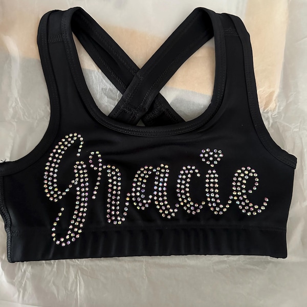 Personalized Rhinestone Sports Bra With Name or Word of Your Choosing ...