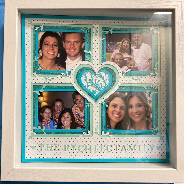 3D Family Gallery Shadow Box, Custom Name, Multi Photo Frame, Family ...