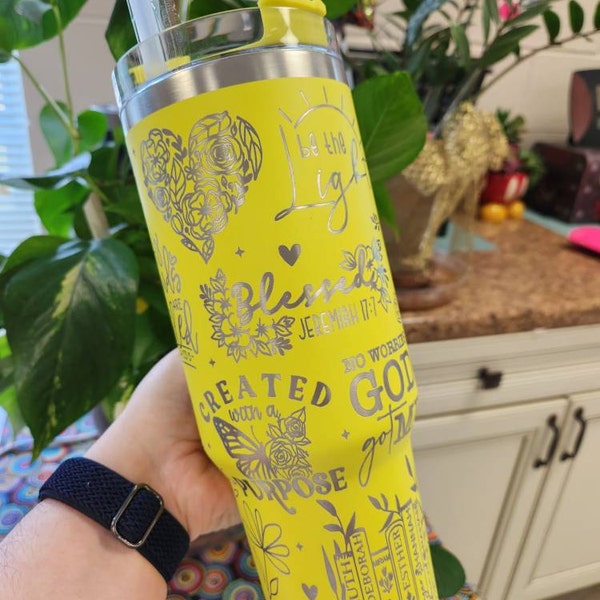 Bible Verses Engraved Tumbler | Cup Holder Friendly Travel Mug | Vacuum ...