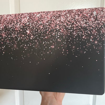 Rose Gold Faux Glitter Sparkles on Black UNIVERSAL Laptop Skin ...