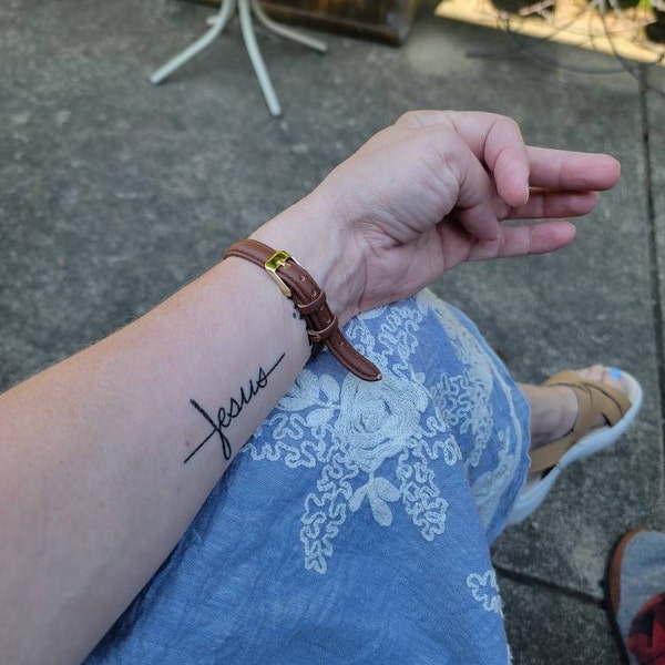 Jesus Script (set of 2) - Jesus Word Tattoo / Religious Tattoo ...