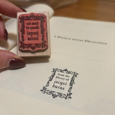 Cat Reading Library Stamp, Custom Self Inking Ex Libris Stamp, Book ...