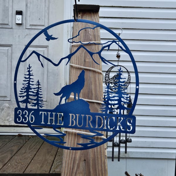 Personalized Wolf Howling Metal Ranch Sign | Custom Wolf Name Sign ...