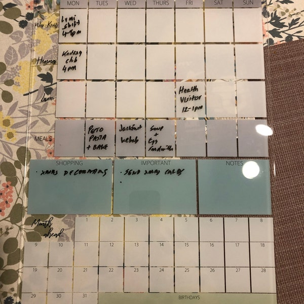 Personalised Wipeable Perspex Family Meal Organiser - Activity Planner ...