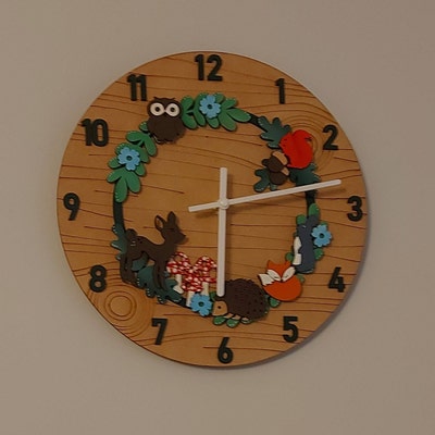 Woodland Themed Clock. Wall Art, Time Teller. - Etsy