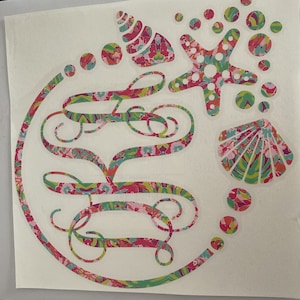 Monogram Decal, Sea Shell Monogram, Monogrammed Car Stickers, Yeti Cup ...