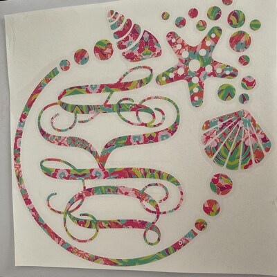 Monogram Decal, Sea Shell Monogram, Monogrammed Car Stickers, Yeti Cup ...
