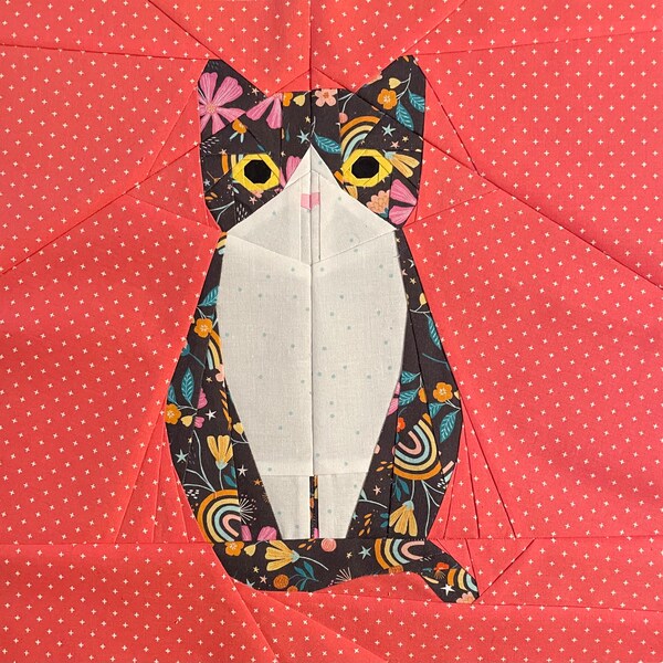 Cat! Foundation Paper Piecing Pattern (FPP Pattern), Quilt Block, 6 ...