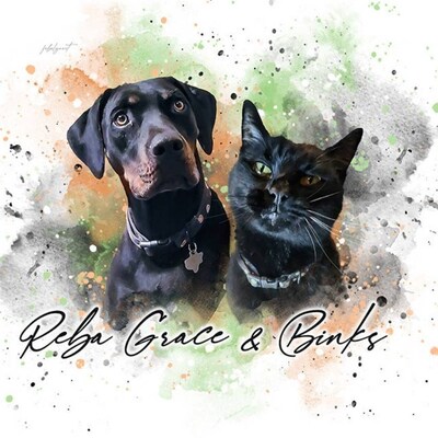 Custom Dog Portrait, Digital Portrait Dog Personalised Dog Portrait ...