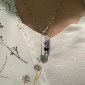 Handmade Empath Protection Necklace, Dainty Heart Safety Pins With ...