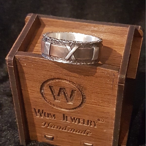 Rustic Men's Band Ring, Hammered Silver Band Ring, Handmade Silver ...