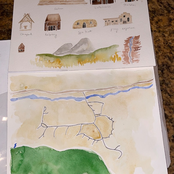 Custom Watercolor Wedding Map Illustration, Illustrated Map Wedding ...