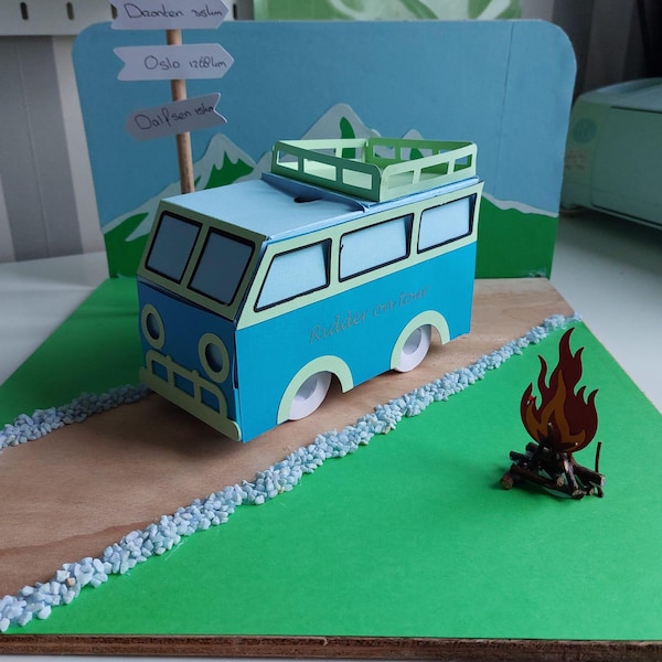 Cute Camper Van Gift Box, Digital Download Cut Files, SVG Template for ...