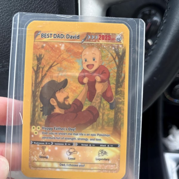 Personalized Father's Day Pokemon Card, Custom Pokemon Photo Cards ...