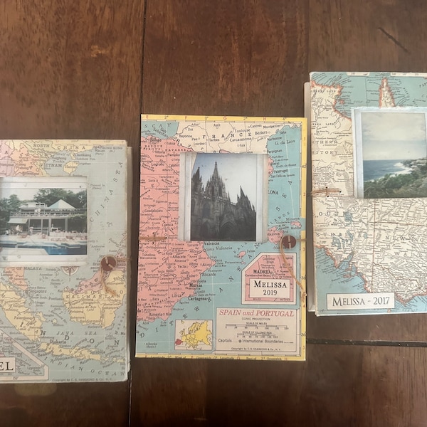 Personalized Travel Journal With Pockets and Envelopes, Choose Your Map ...