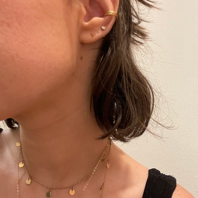 Triple Stacked Conch Hoop Clicker With Twist, Gold Conch Earring, 16 ...