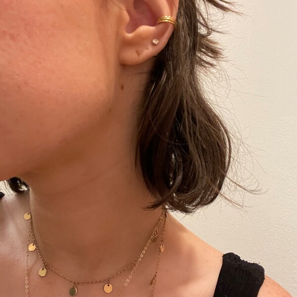 Triple Stacked Conch Hoop Clicker With Twist, Gold Conch Earring, 16 ...