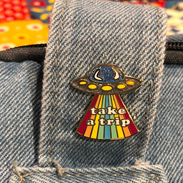 Take a Trip UFO Enamel Pin - Space, Alien, Trippy - Hat Pin ...
