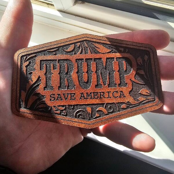 Trump Save America Hat Tooled Leather Trump Hat Retro Trucker Hat ...