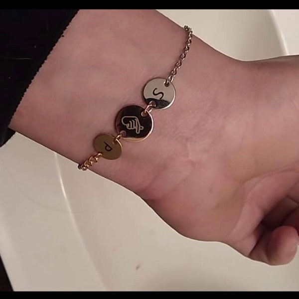 BTS Fingerheart & Personalized Hand-stamping Initials Bracelet-army's ...