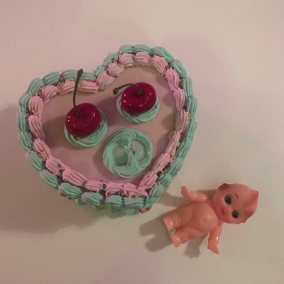 Heart Fake Cake Sprinkle Cherry Mirror White Hangable - Etsy