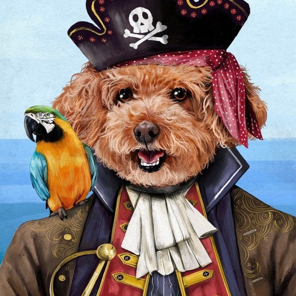 Pirate Pet Portrait, Pet Portrait, Custom Pet Portrait, Pet, Unique ...