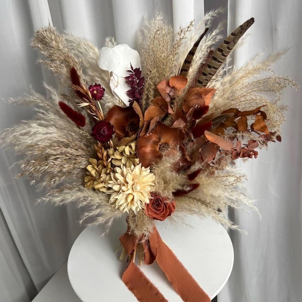 Boho Bridal Bouquet, Dried Flower Arrangement, Natural Flower Decor ...