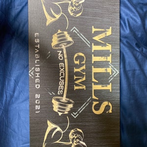 Home Gym Sign No Excuses Custom Name Workout Room Wall Art Cross Fit ...