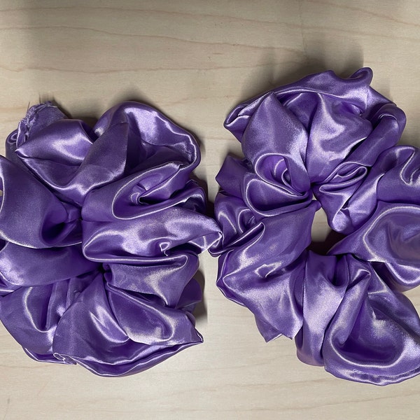 Pink Satin Scrunchies in Jumbo Sizes Available. Hand Sewn Scrunchies in ...