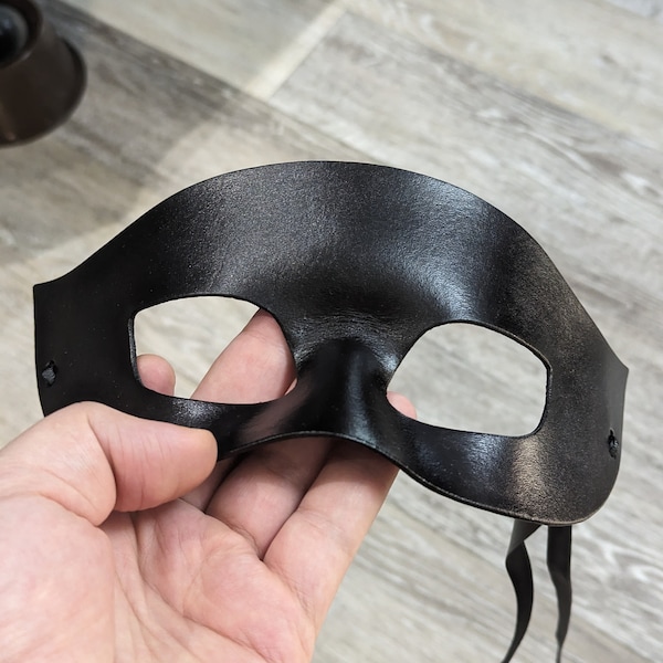 Black Leather Masquerade Domino Mask - Etsy
